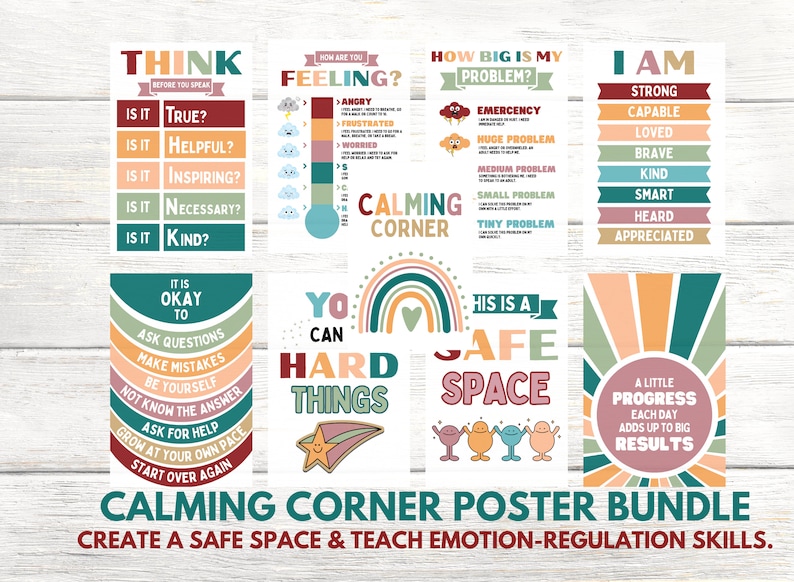 Calming Corner Classroom Poster, Kindergarten Poster, Boho Retro Decor ...