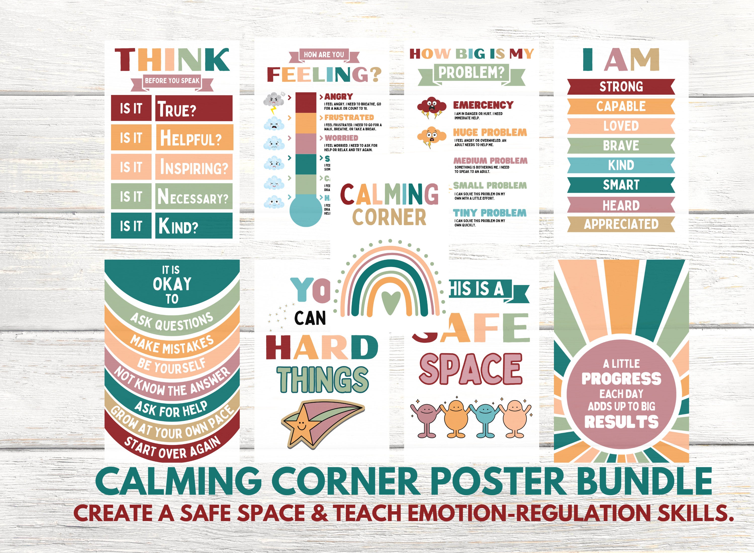 Calming Corner Classroom Poster, Kindergarten Poster, Boho Retro Decor ...