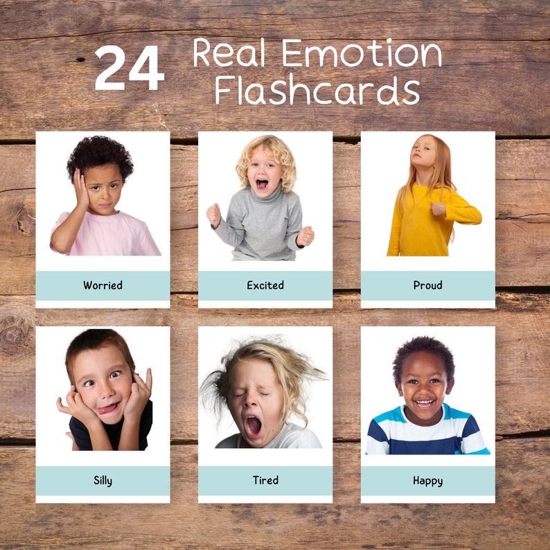 Real Photo Emotions Flashcards, Kindergarten Preschool Feelings ...