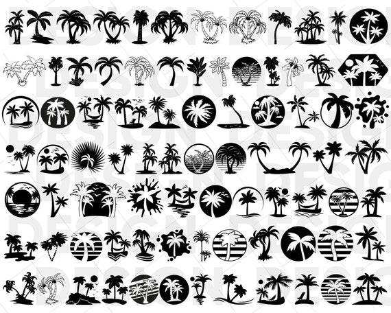 80 PALMS TREE SVG Palm Tree Silhouette Palm Tree Vector - Etsy