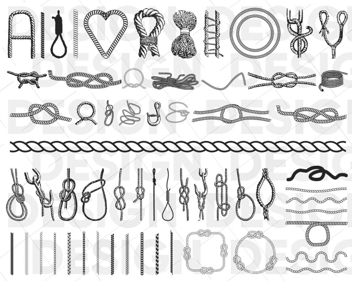 60 ROPE SVG BUNDLE Rope Png Rope Silhouette Rope Black - Etsy