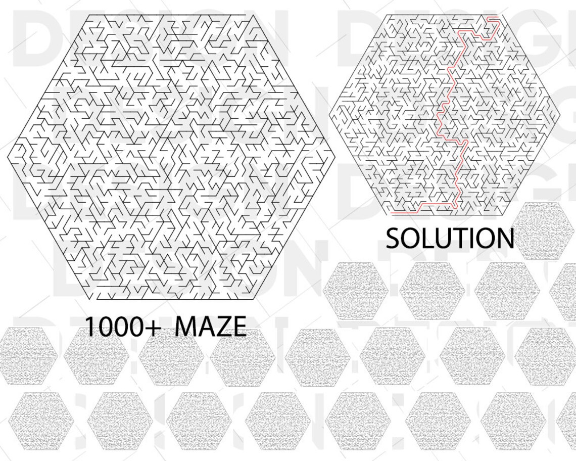 1000 HEXAGONAL MAZE SVG Bundle Hexagonal Maze Medium Level - Etsy