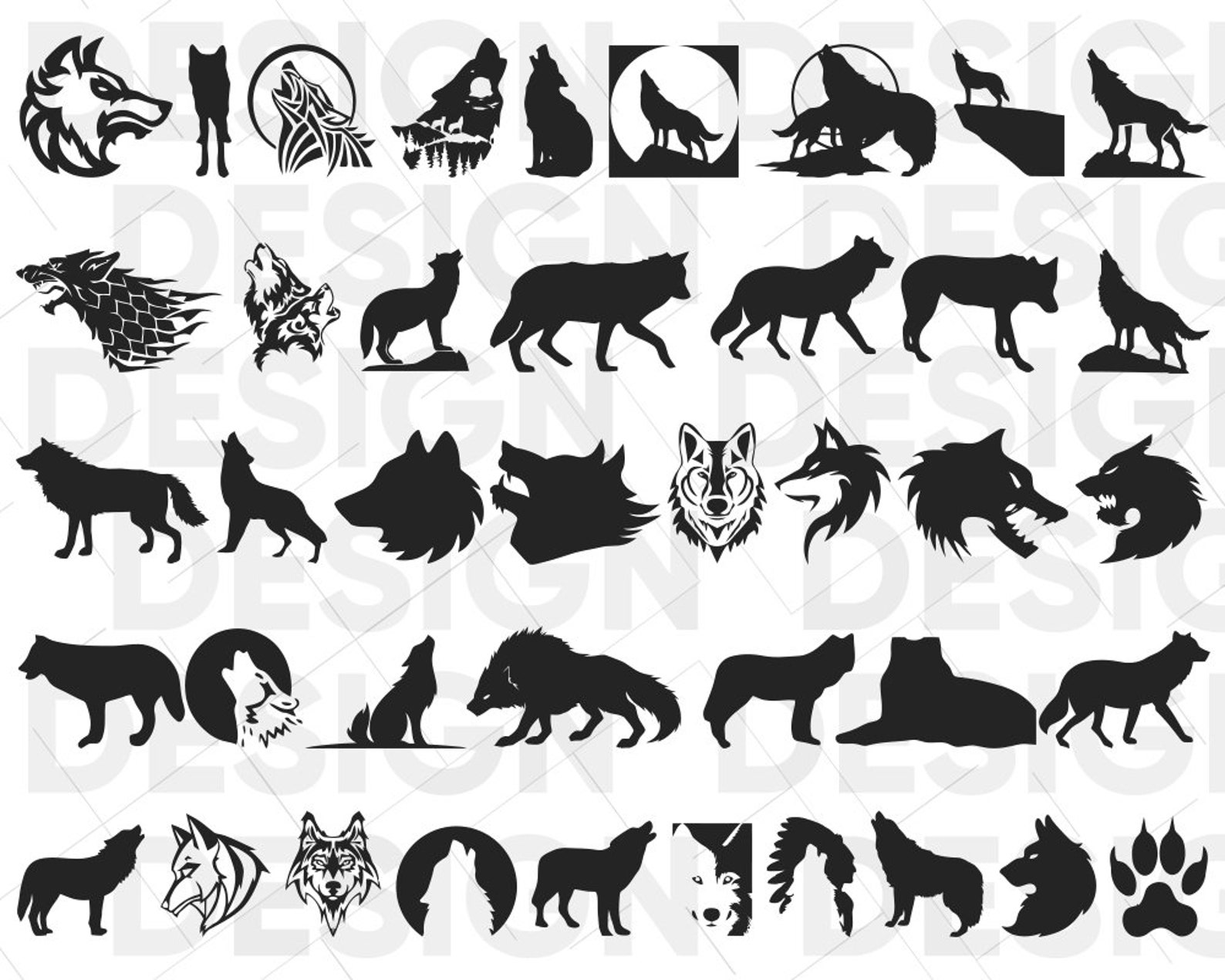 40 WOLF SVG BUNDLE Wolf Clipart Wolves Svg Wolf Head Svg - Etsy