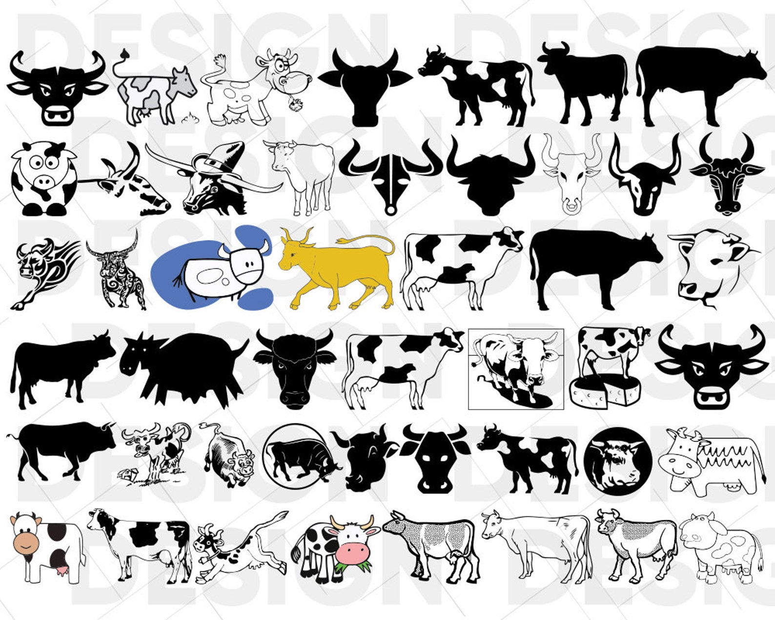 40 COW SVG BUNDLE Cow Face Svg Cow Face Silhouette Cow - Etsy