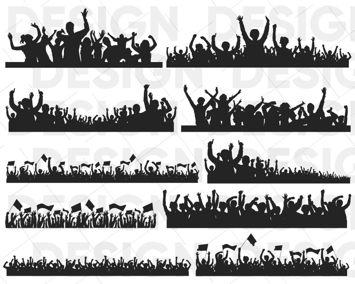 10+ CHEERING CROWD SVG Bundlr, Cheering Crowd Silhouette, Crowd Svg ...