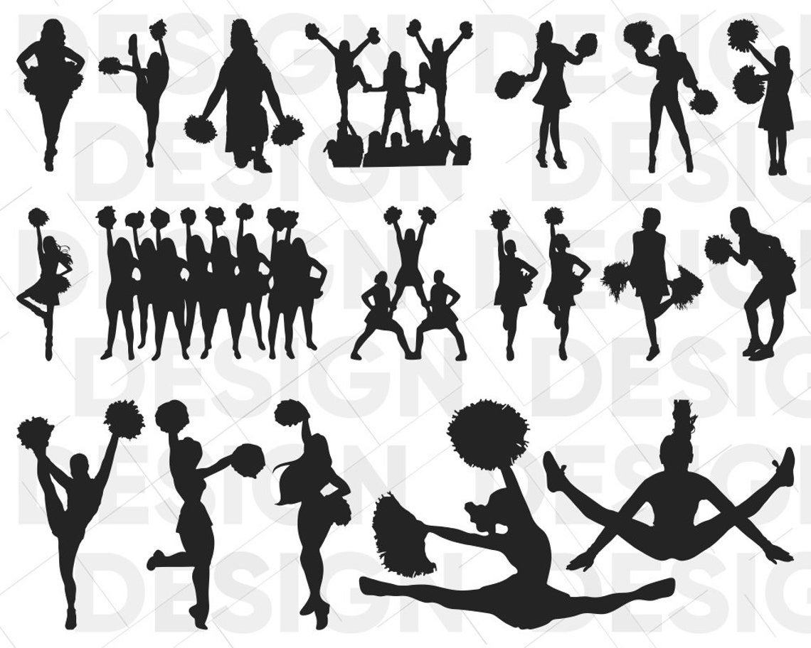 15 CHEERLEADER SVG BUNDLE Cheerleader Silhouette Svg | Etsy