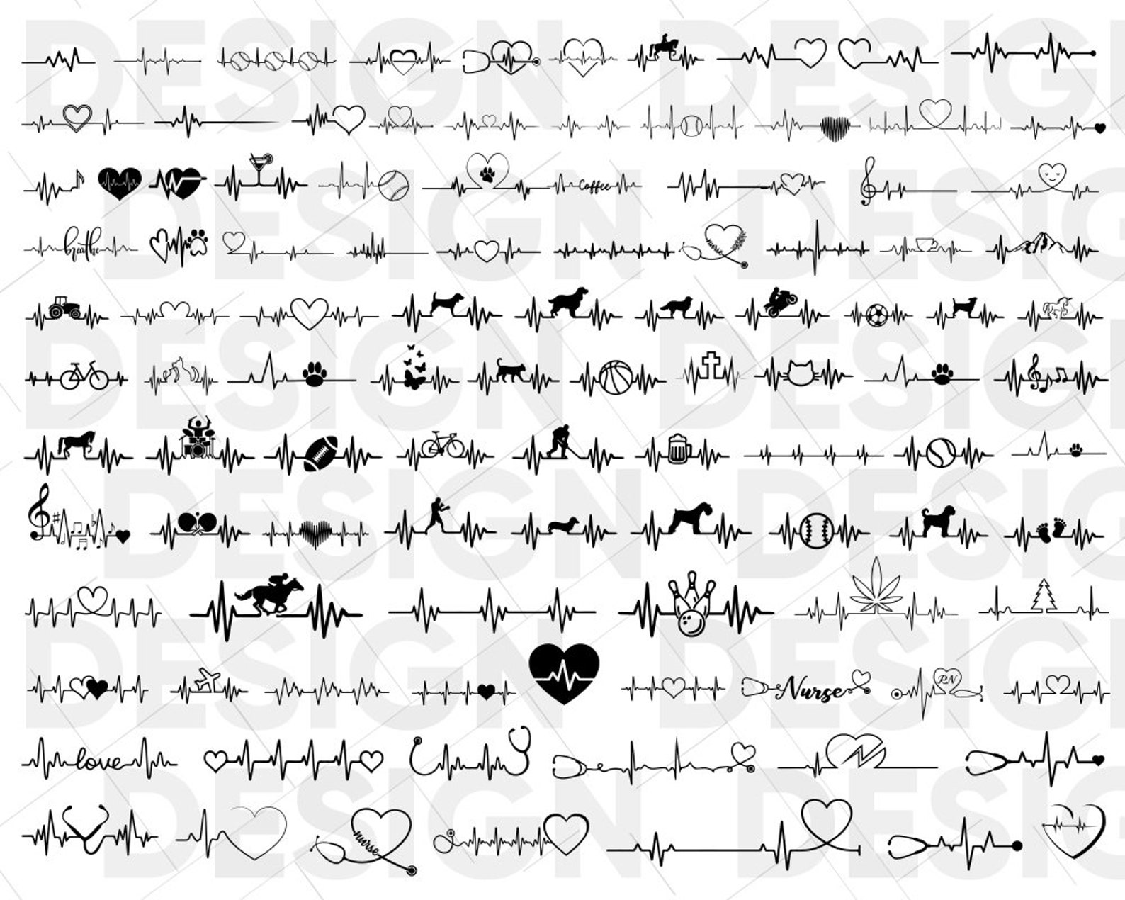 140 HEARBEAT SVG BUNDLE Lifeline Svg Pulse Svg Nurse Svg - Etsy