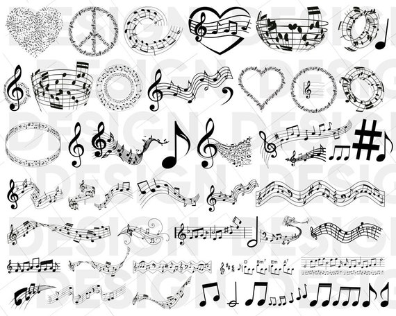 50 MUSIC NOTES SVG Music Notes Bundle Musician Guitar Piano - Etsy