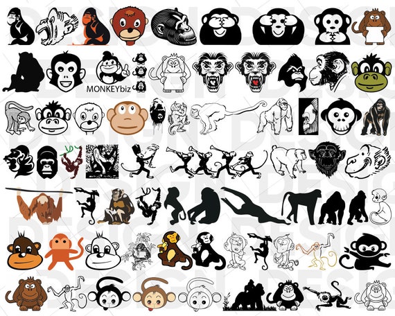 60 MONKEY SVG BUNDLE Chimp Svg Monkey Vinyl Monkey Vector - Etsy