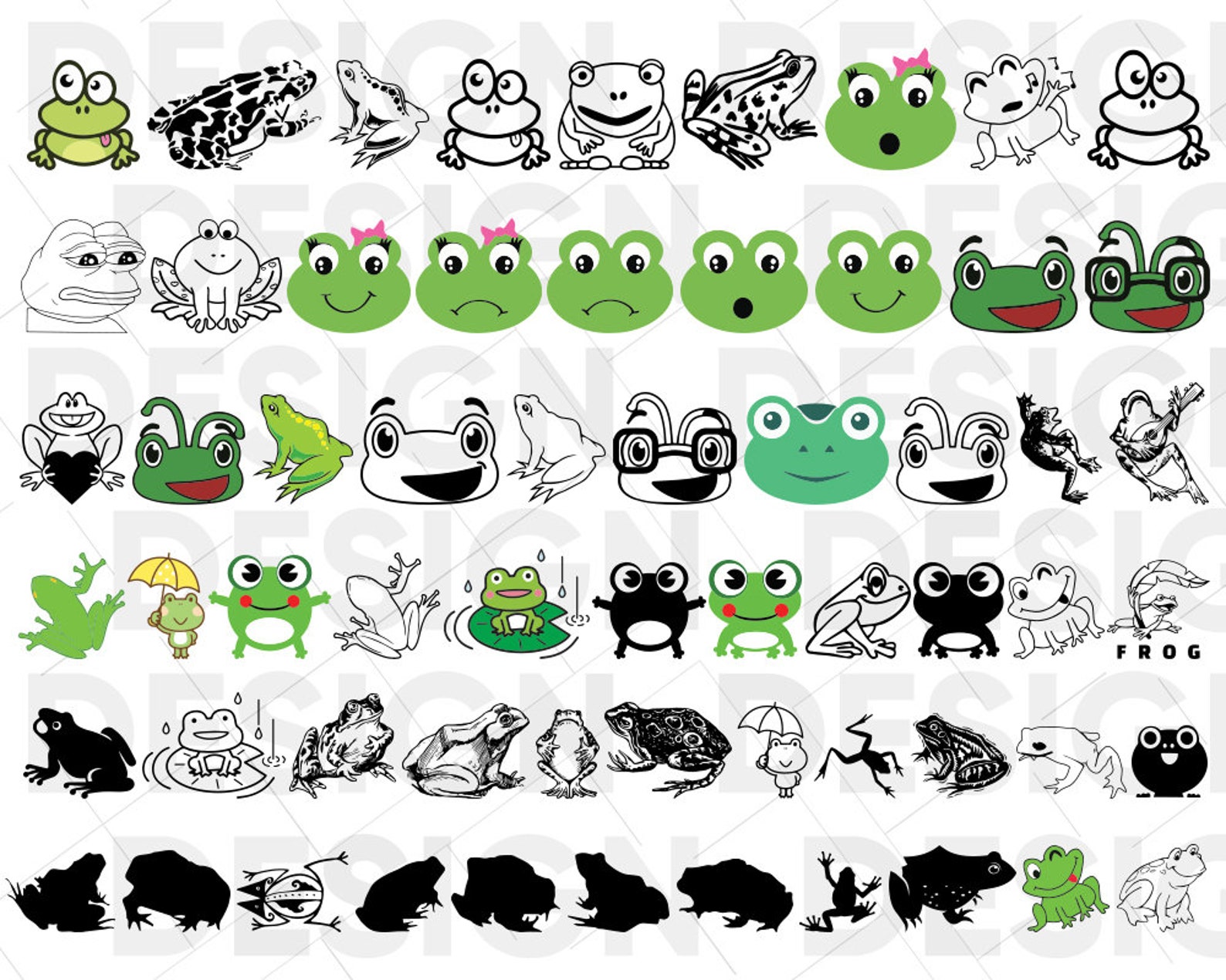50 FROG SVG BUNDLE Frog Clipart Frog Svg Cute Frog Svg | Etsy