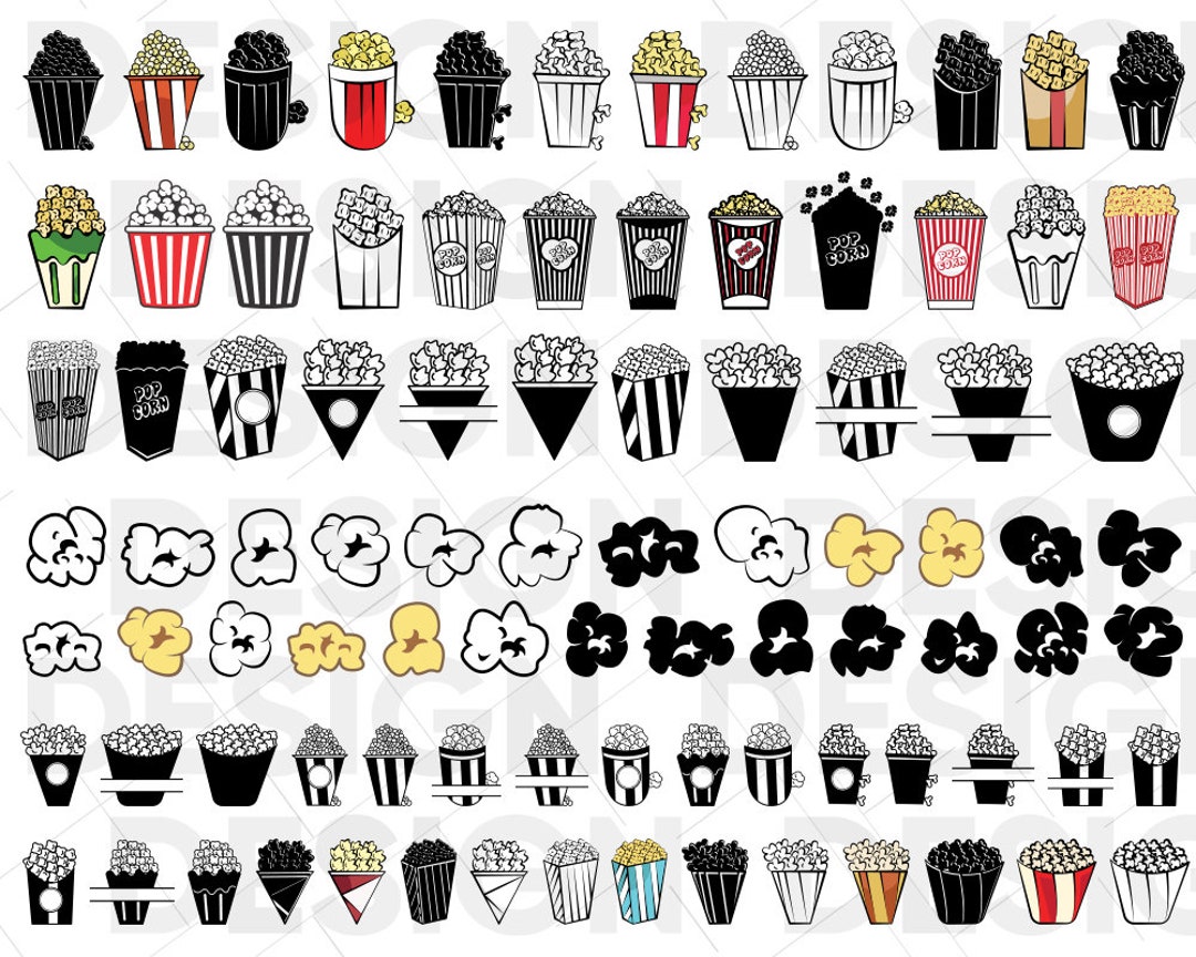 80+ POPCORN SVG BUNDLE, Popcorn Silhouette, Popcorn Black Svg, Popcorn ...