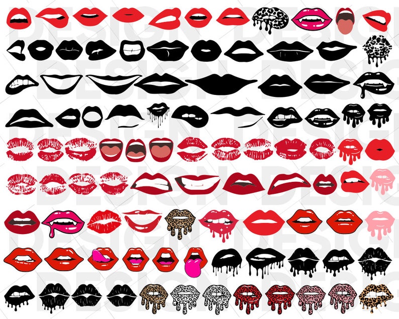 100 LIPS SVG BUNDLE Dripping Lips Svg Graphic Bundle | Etsy