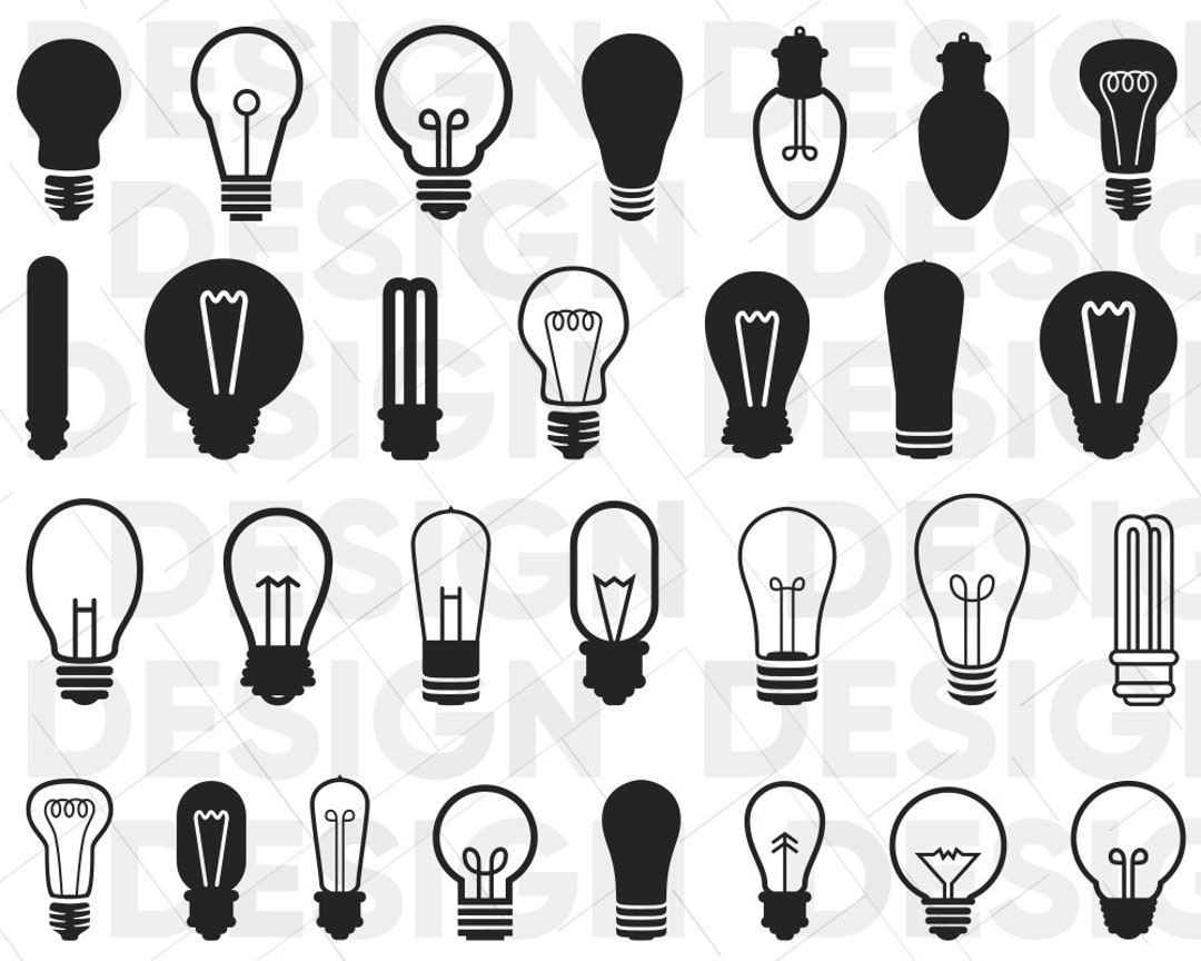 LIGHT BILB SVG Bundle, Light Bulb Silhouette, Light Bulb Black Svg ...