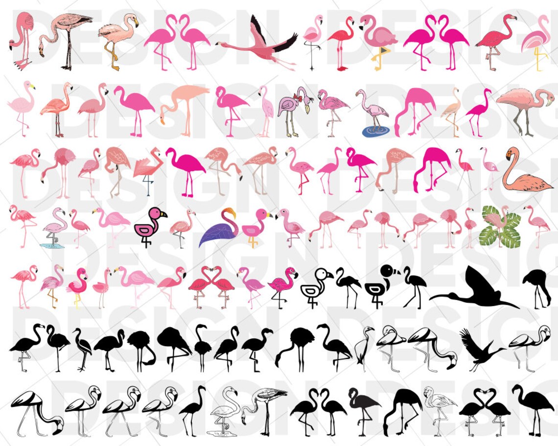 100 FLAMINGO SVG BUNDLE Flamingo Clipart Pink Flamingo Svg - Etsy