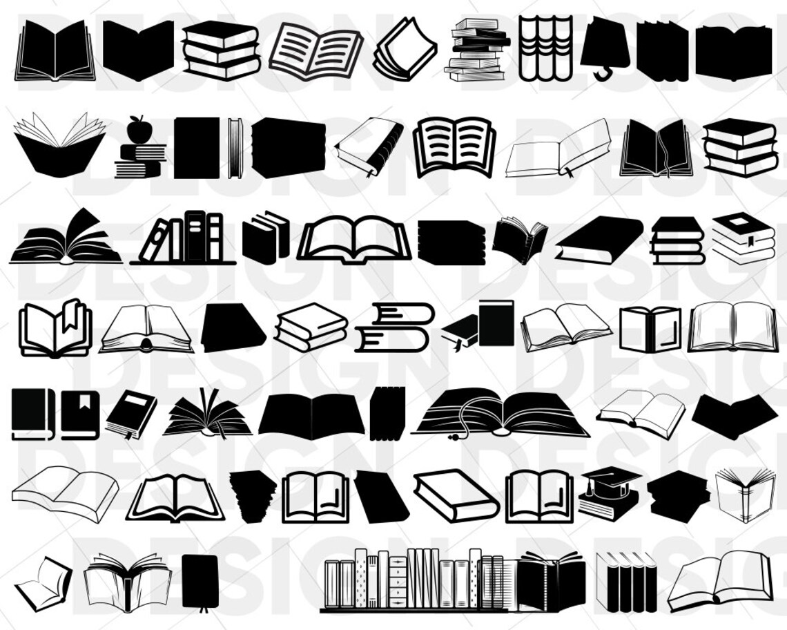 60 BOOKS SVG BUNDLE Open Book Svg Open Book Silhouette - Etsy