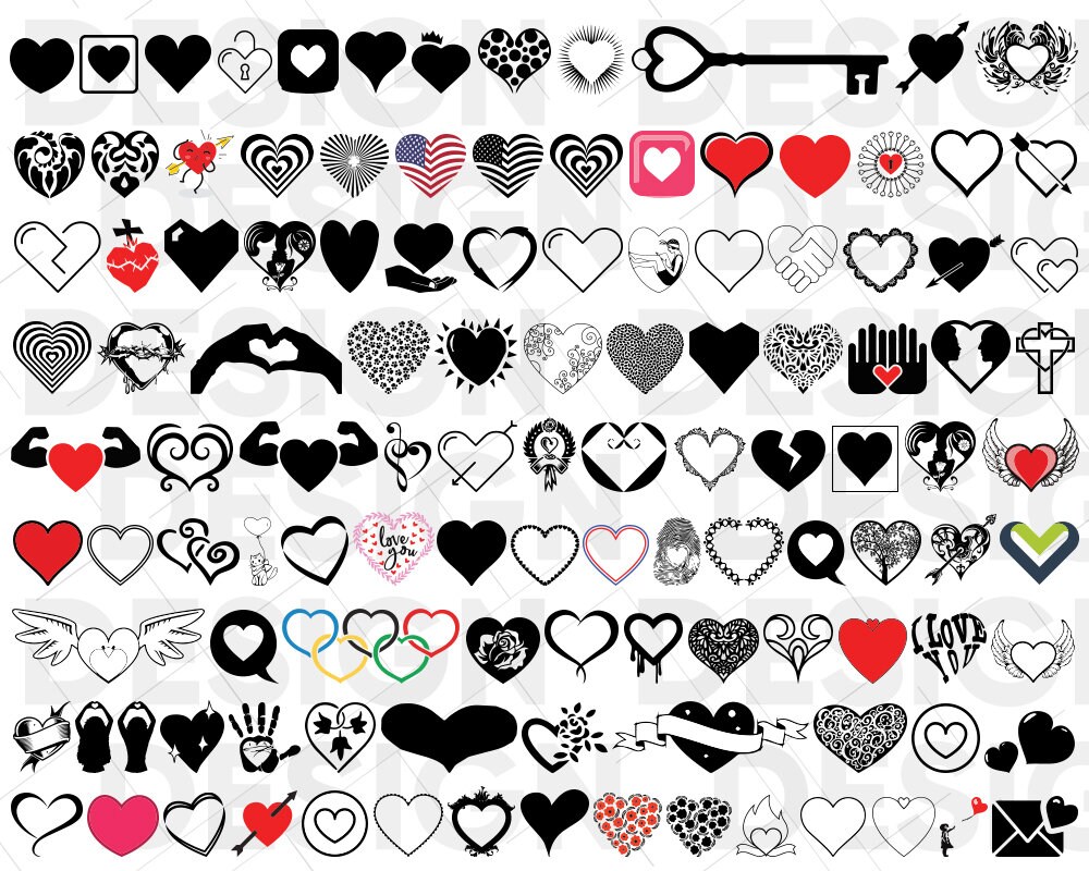 150 HEARTS SVG BUNDLE Heart Designs Heart Clipart Heart | Etsy