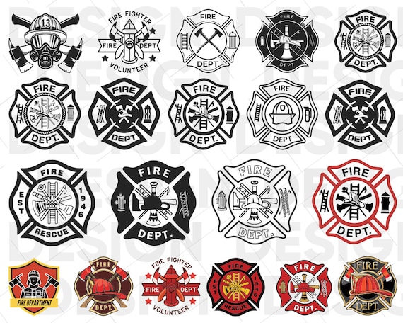 20 FIRE DEPARTMENT SVG Bundle Fire Department Silhouette - Etsy
