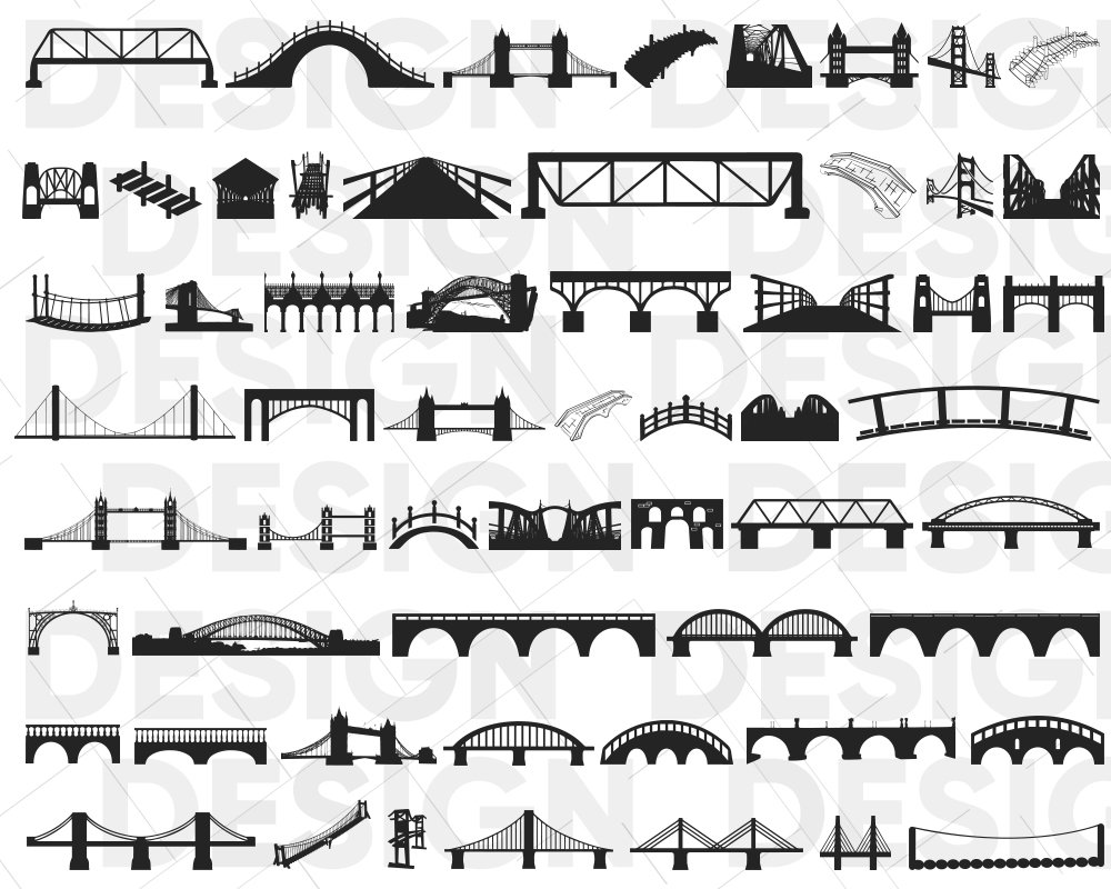 50+ BRIDGE SVG BUNDLE, Bridge Silhouette, Bridge Black Svg, Bridge ...