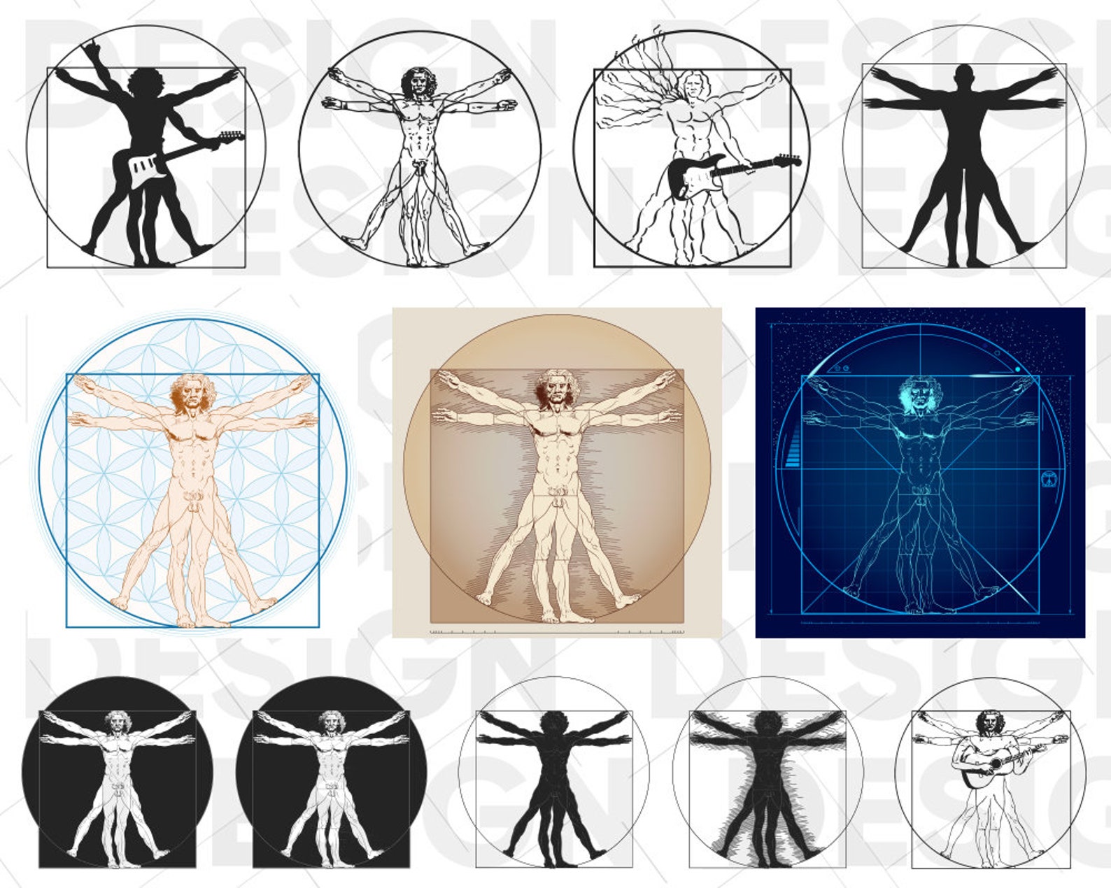 10 VIRTUVIAN MAN SVG Bundle Vitruvian Man Silhouette Svg - Etsy