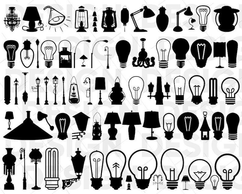 70 LIGHT BULB SVG Bundle Bulb Svg Lightbulb Clipart Street - Etsy