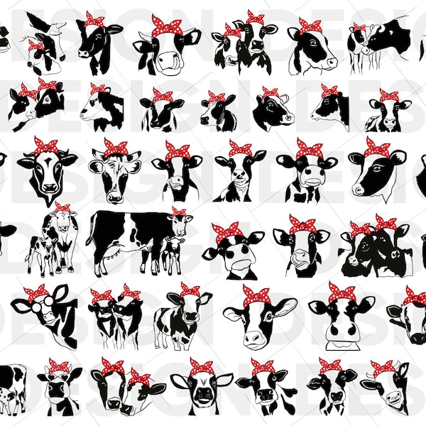Cow With Bow Svg - Etsy