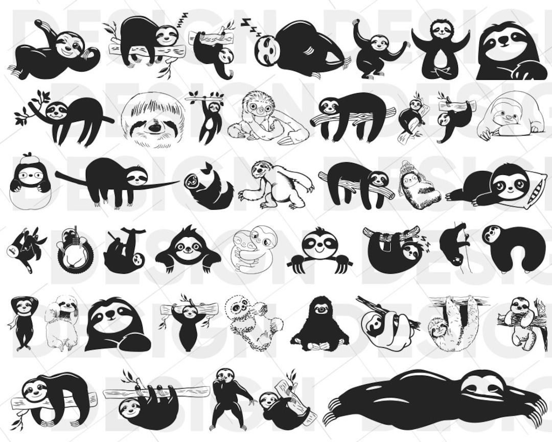 40+ SLOTH SVG BUNDLE, Sloth Silhouette Svg, Sloth Black Svg, Sloth ...