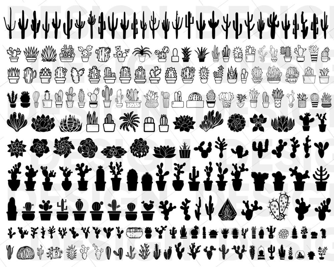 250+ CACTUS SVG BUNDLE, Succulent Svg, House Plant Bundle, Cactus Png ...