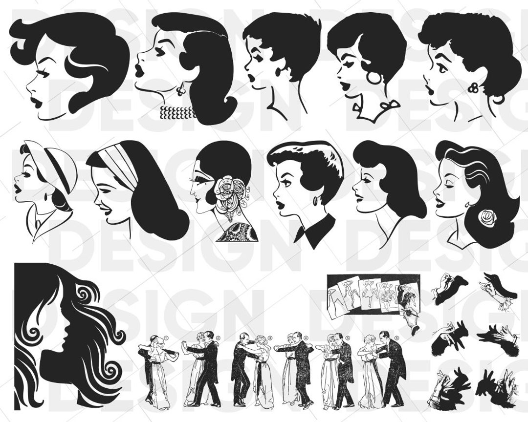 15+ VINTAGE LADY SVG Bundle, Vintage Woman Profile Svg, Female, Lady ...