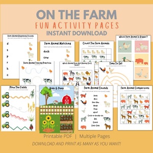 Farm Animal Activity Pages for Early Learning, Preschool, Kindergarten ...