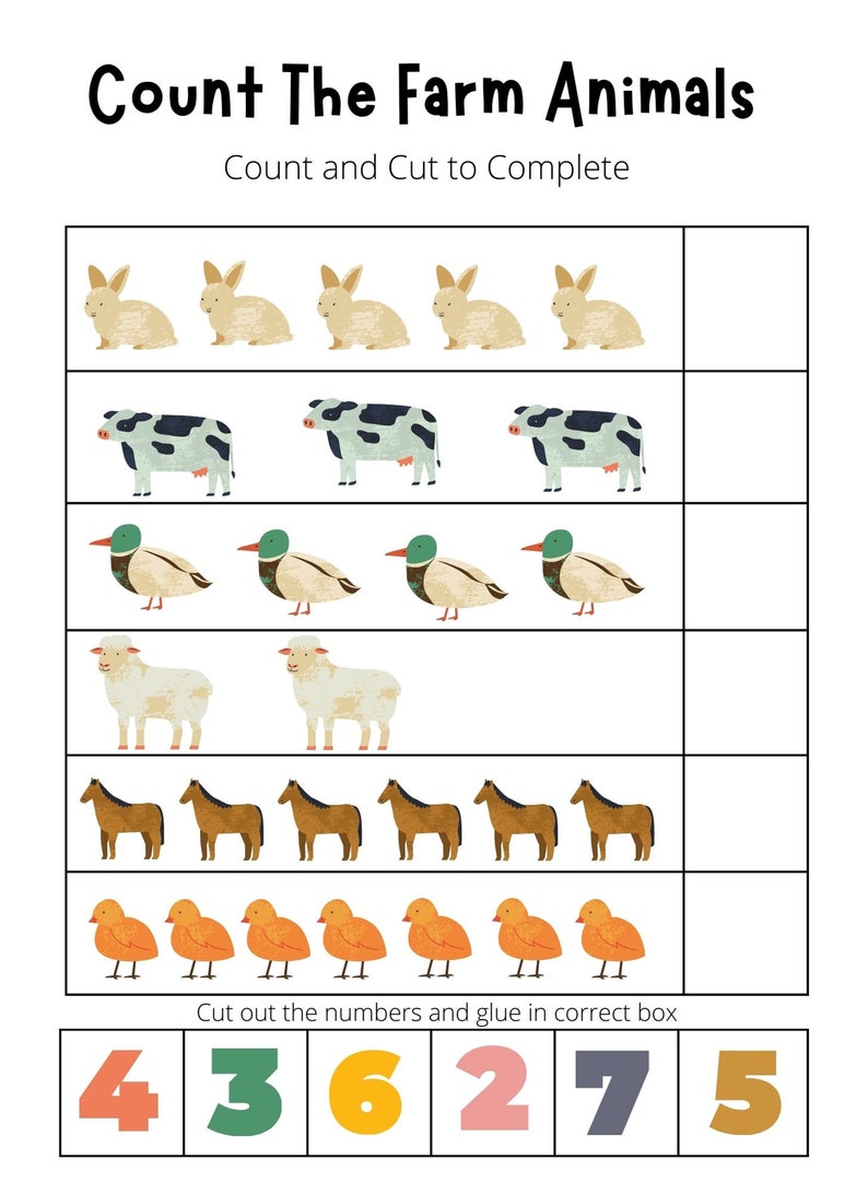 Farm Animal Activity Pages for Early Learning, Preschool, Kindergarten ...