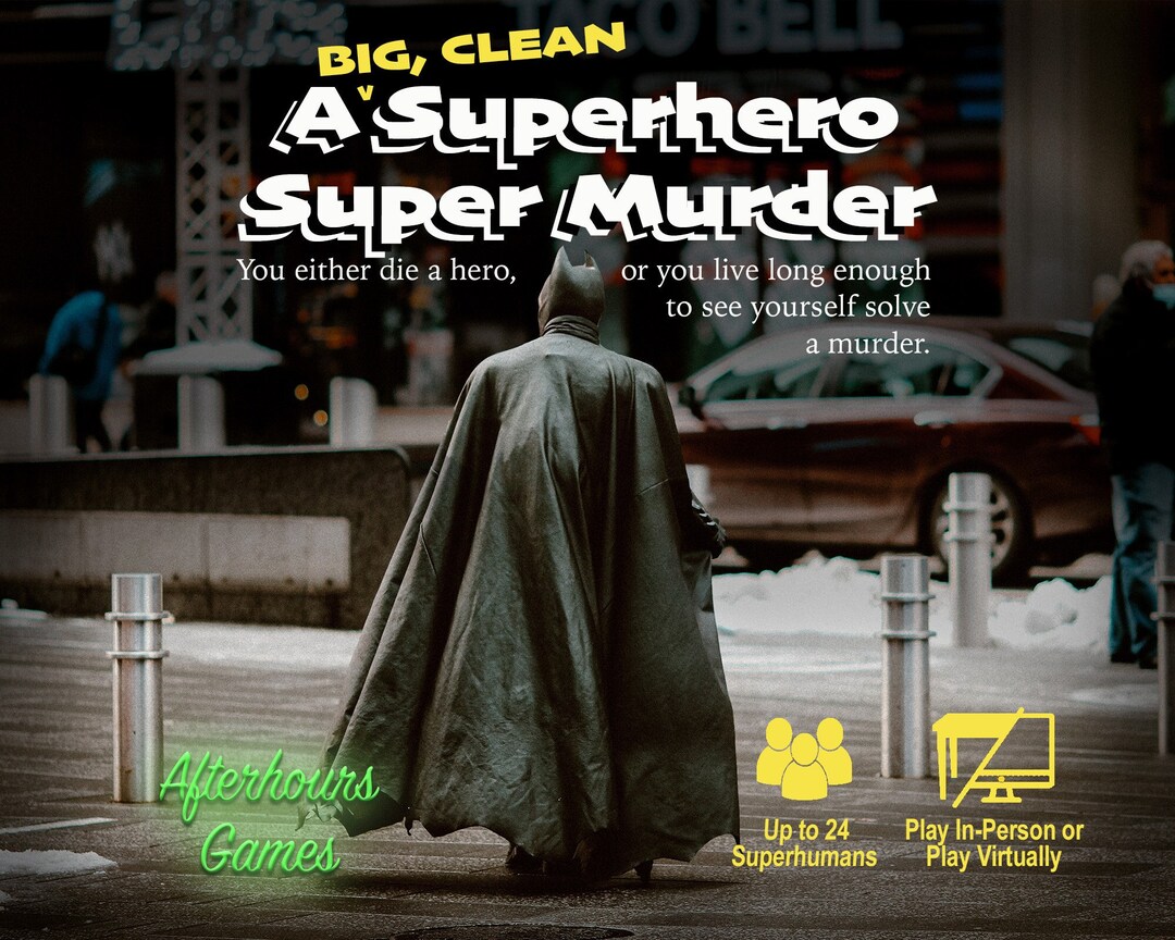 A BIG, CLEAN Superhero Super Murder, Murder Mystery Party Game, 3-24 ...