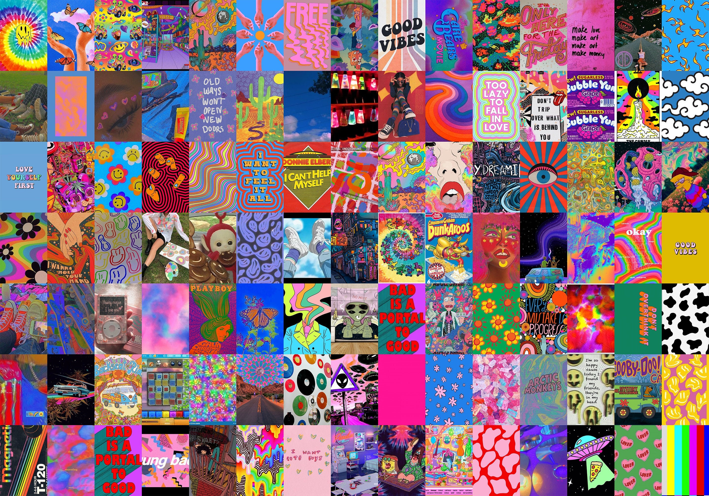 100pc Indie Wall Collage Kit Retro Wall Collage Aesthetic Etsy Canada