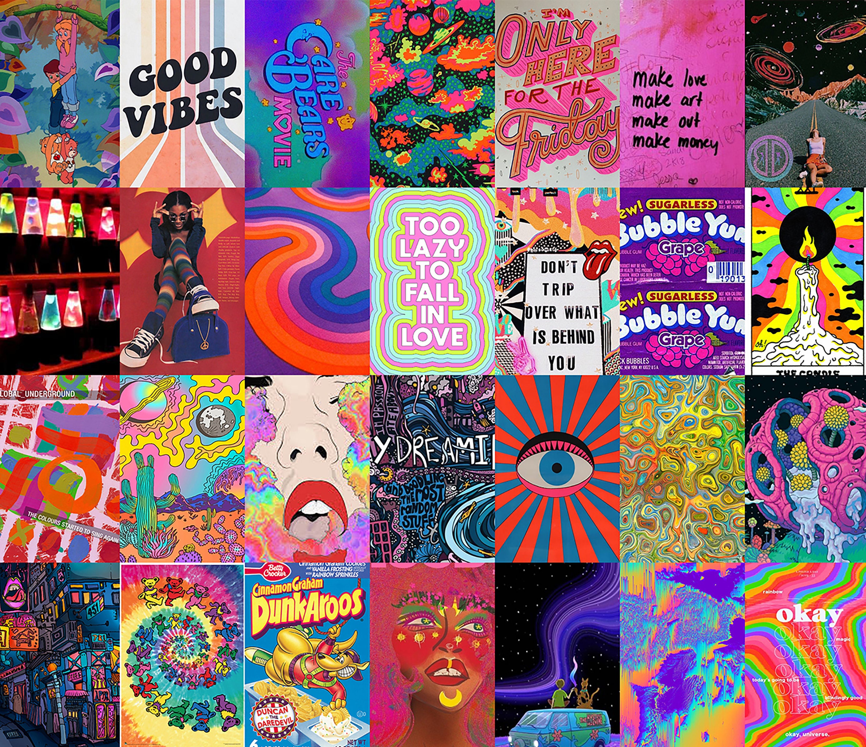 100pc Indie Wall Collage Kit Retro Wall Collage Aesthetic Etsy Canada