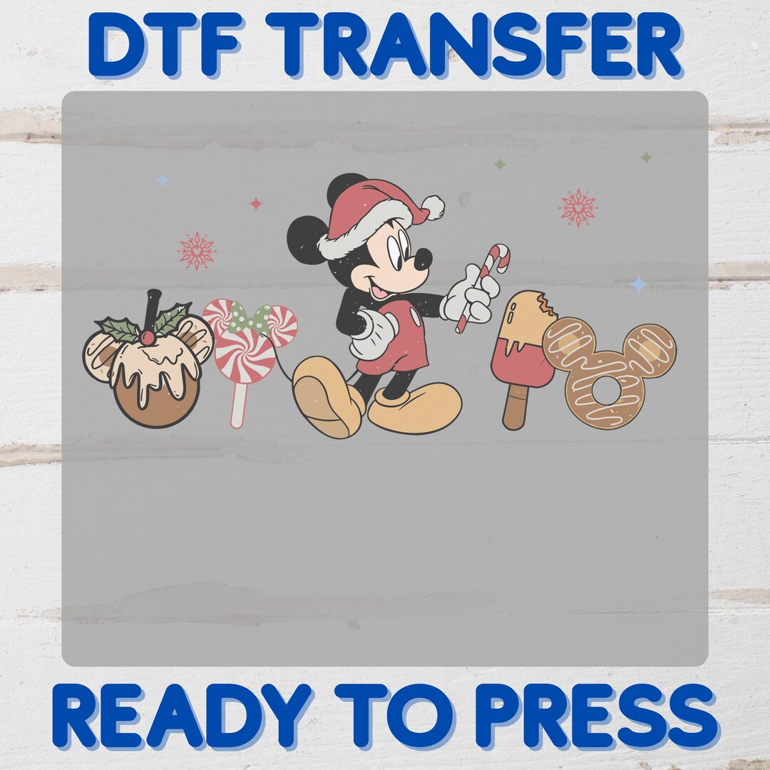 Mickey Christmas Treats DTF Transfer, Cute Holiday Candy Cartoon Iron ...