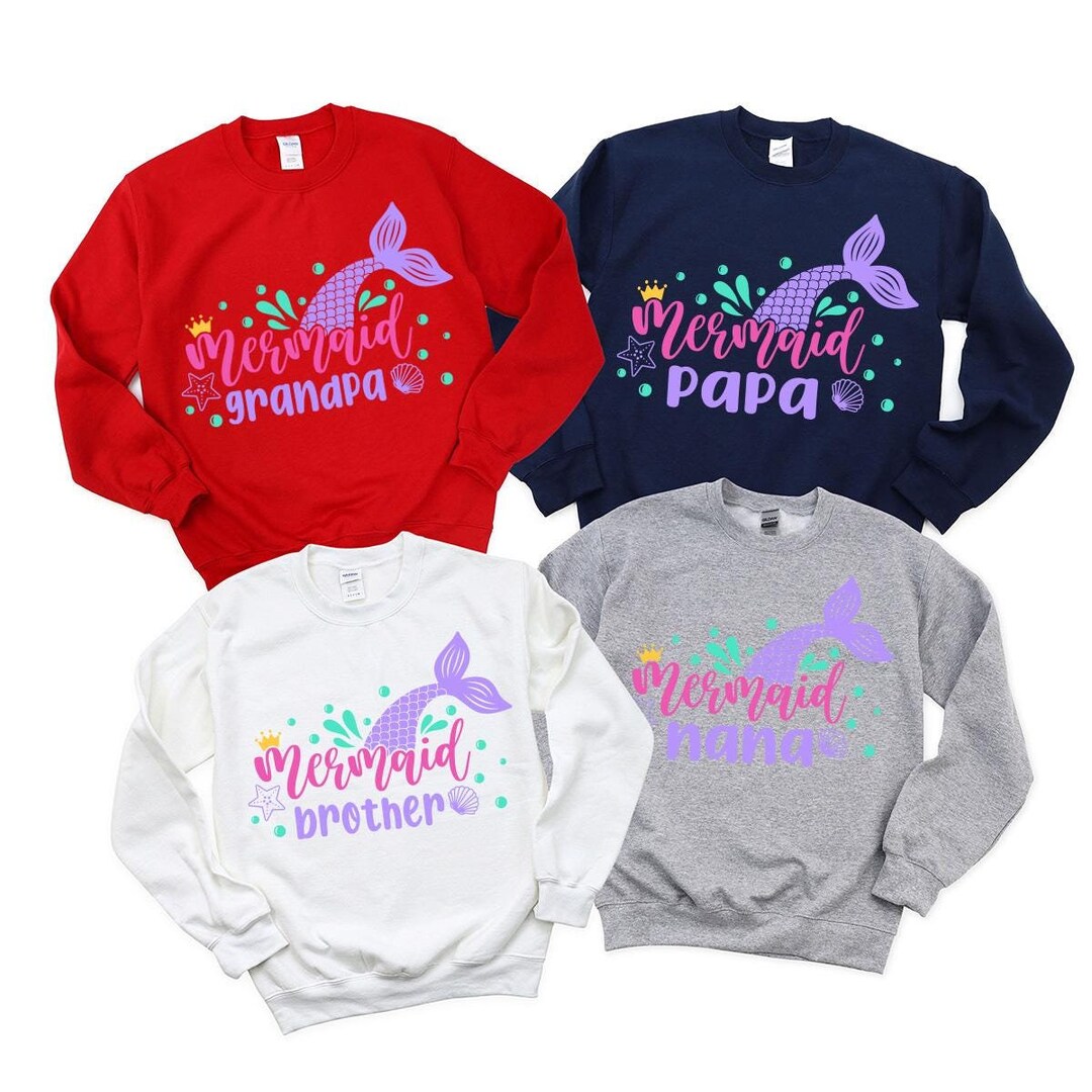 Birthday Mermaid Sweatshirt, Mermaid Family Party Shirt, Birthday Girl ...