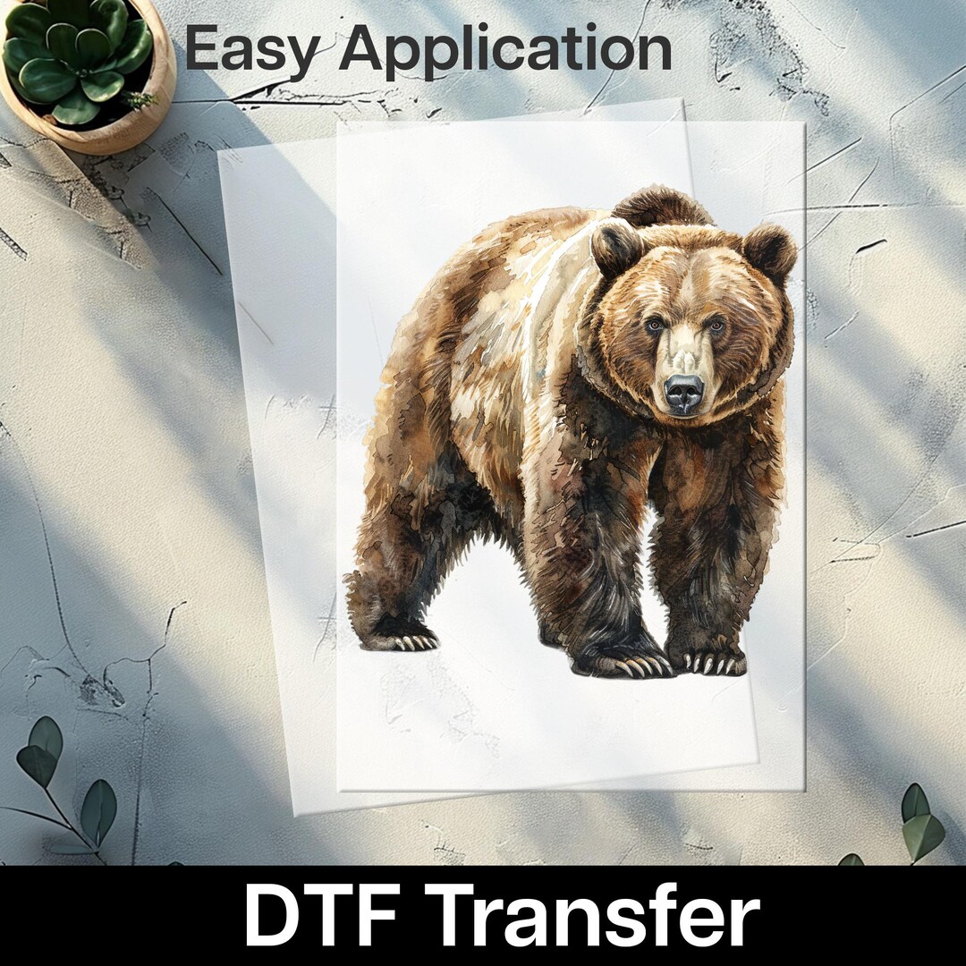 Nature-inspired Realistic Bear DTF Transfer, Iron on Decal for Wildlife ...