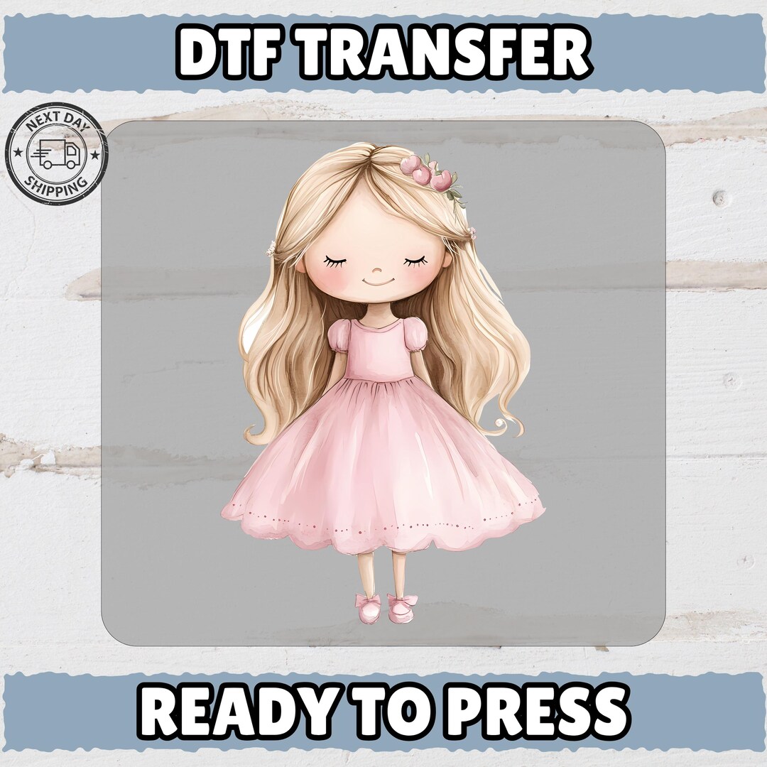 Adorable Cute Dress Girl DTF Transfer for Kids Apparel & Birthday ...