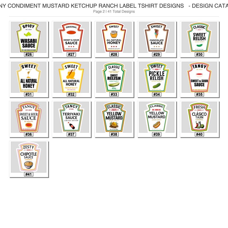 FUNNY CONDIMENT Mustard Ketchup Ranch Label Tshirt Designs DTF ...