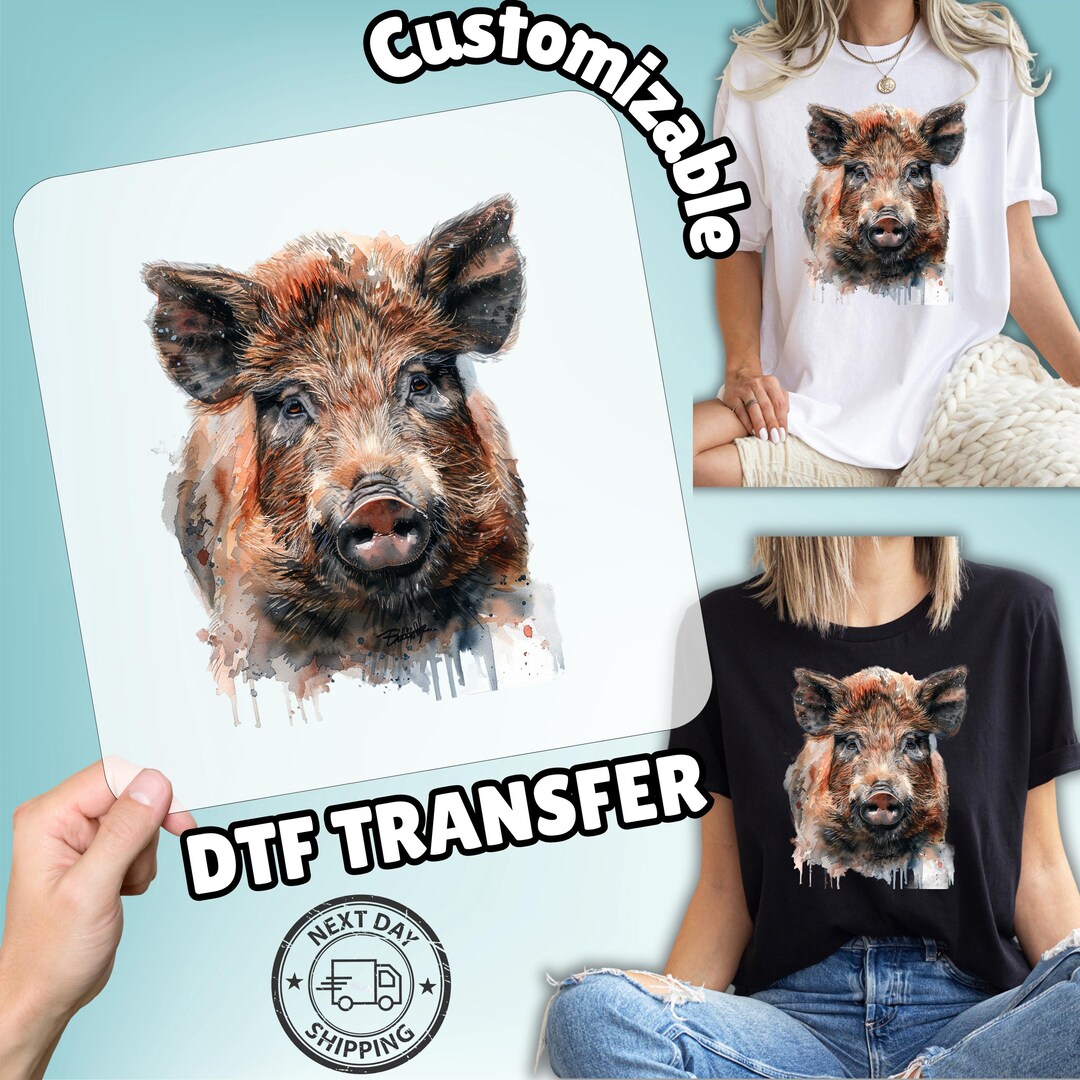 Wild Boar DTF Transfer Ready to Press, Wildlife Art for Nature Lover ...