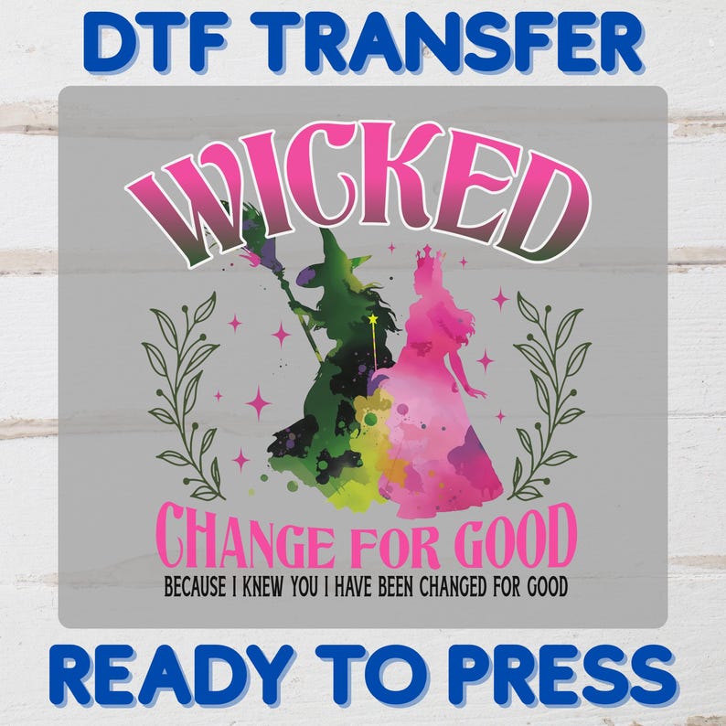 Wicked Elphaba and Glinda Silhouette Decal, Fantasy Iron-on, Magical ...