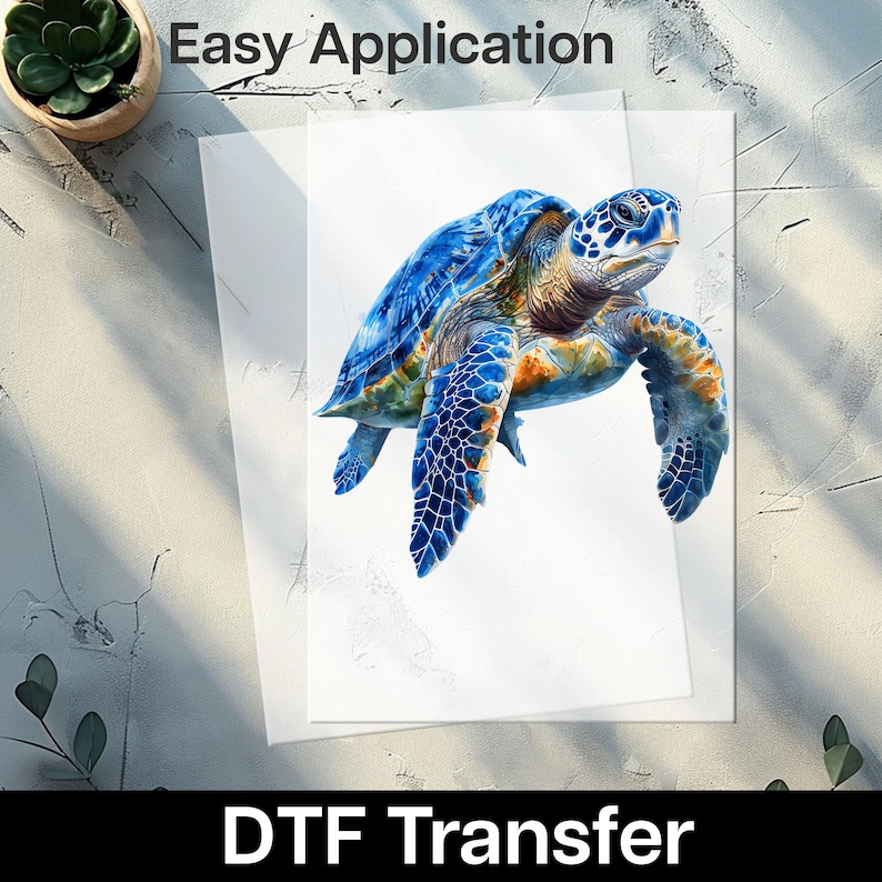Cute Oceanic Turtle Watercolor DTF Iron-on Transfer T-shirt for Beach ...