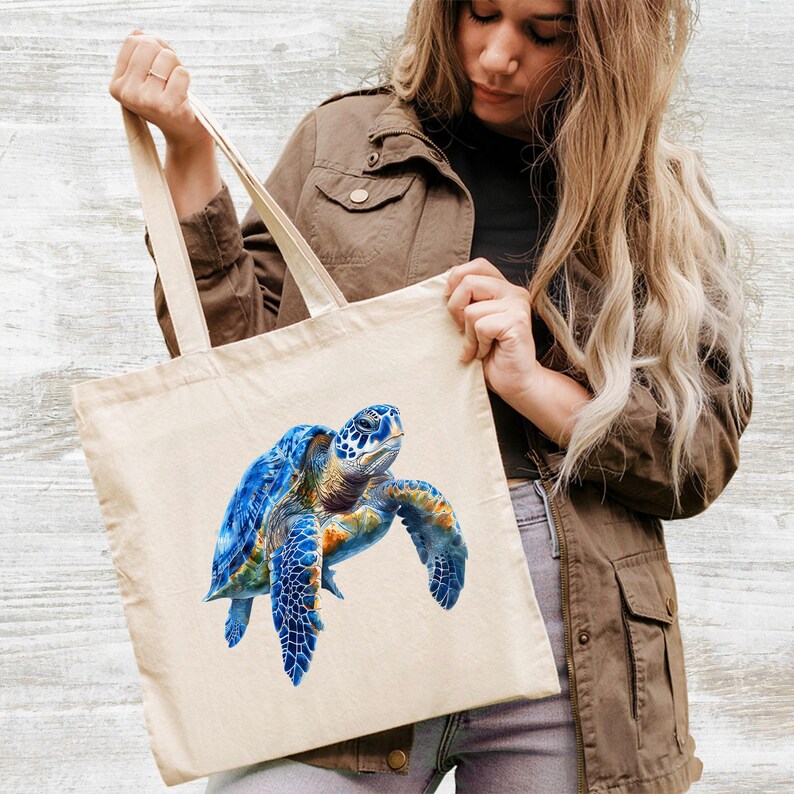 Cute Oceanic Turtle Watercolor DTF Iron-on Transfer T-shirt for Beach ...