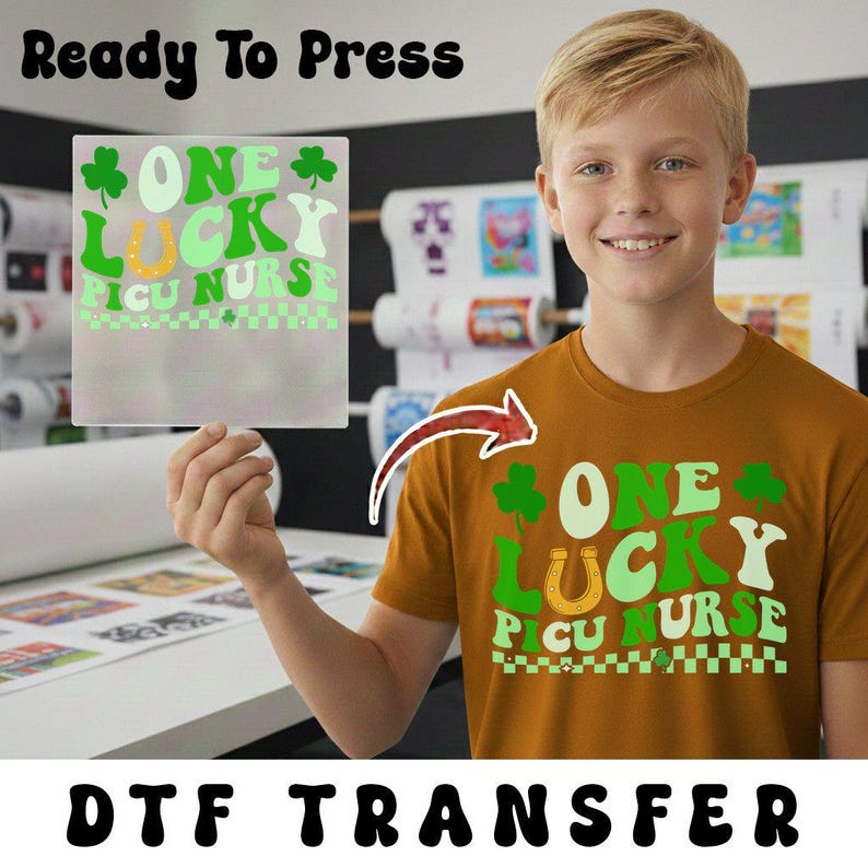 One Lucky PICU Nurse St Patricks Day DTF Transfer, Festive Irish ...