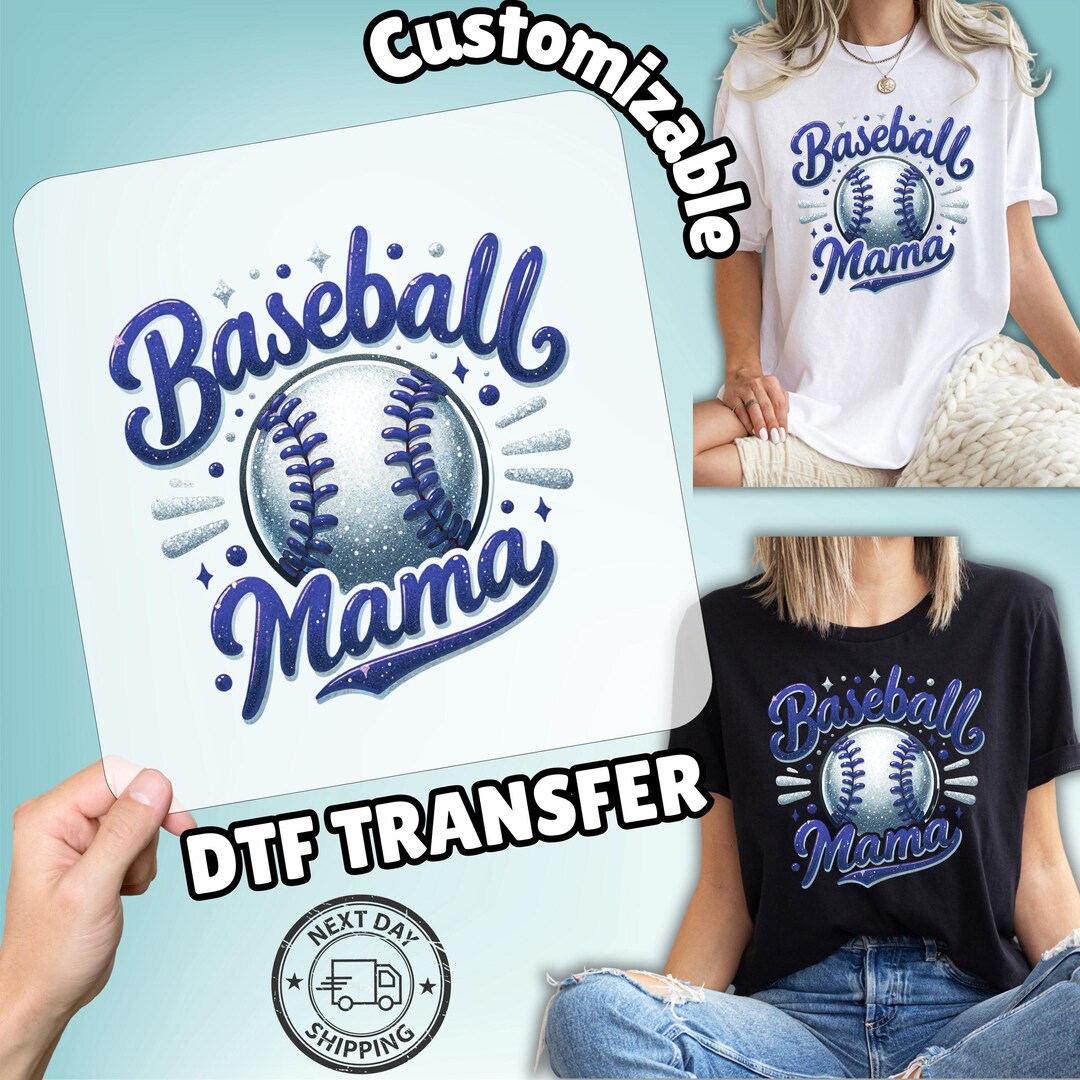 Cute Baseball Mama DTF Transfer Ready to Press Iron-on Design for ...
