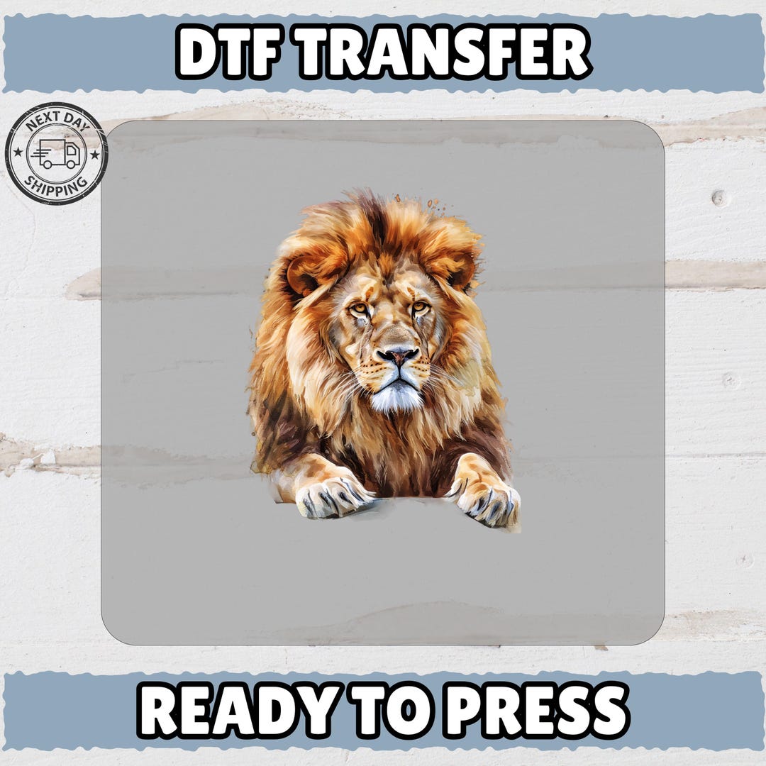Majestic Lion DTF Transfer, Ready to Press Inspirational Wild Safari ...
