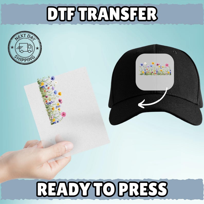Charming Boho Wildflower Meadow DTF Transfer, Ready to Press Iron-on ...