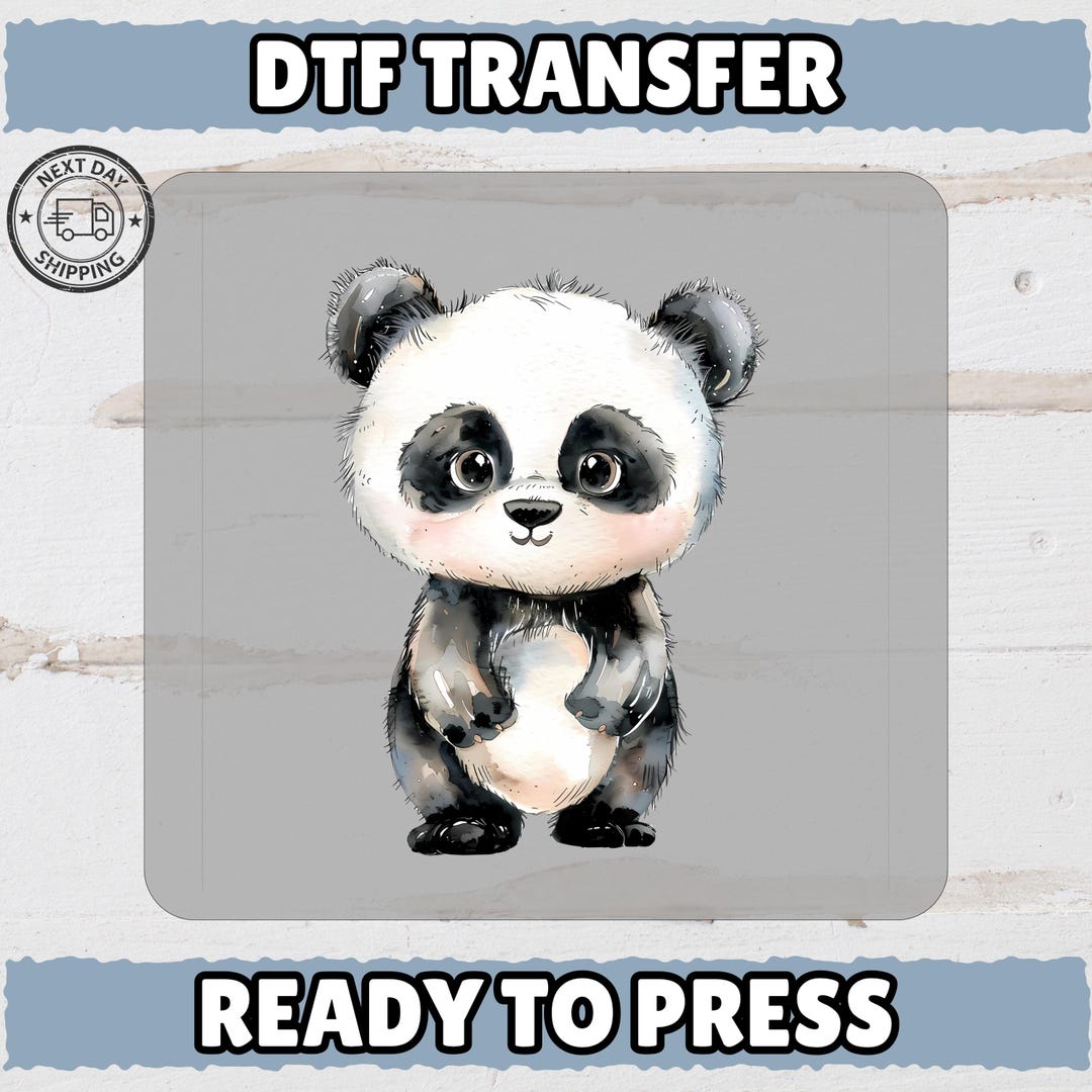 Cute Cartoon Panda DTF Transfer for Animal Lovers Apparel & Group ...