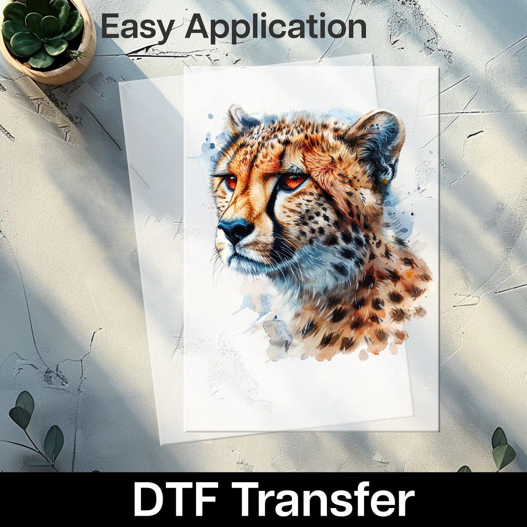 Cheetah Safari Watercolor DTF Transfer for Wildlife Enthusiasts, Cute ...