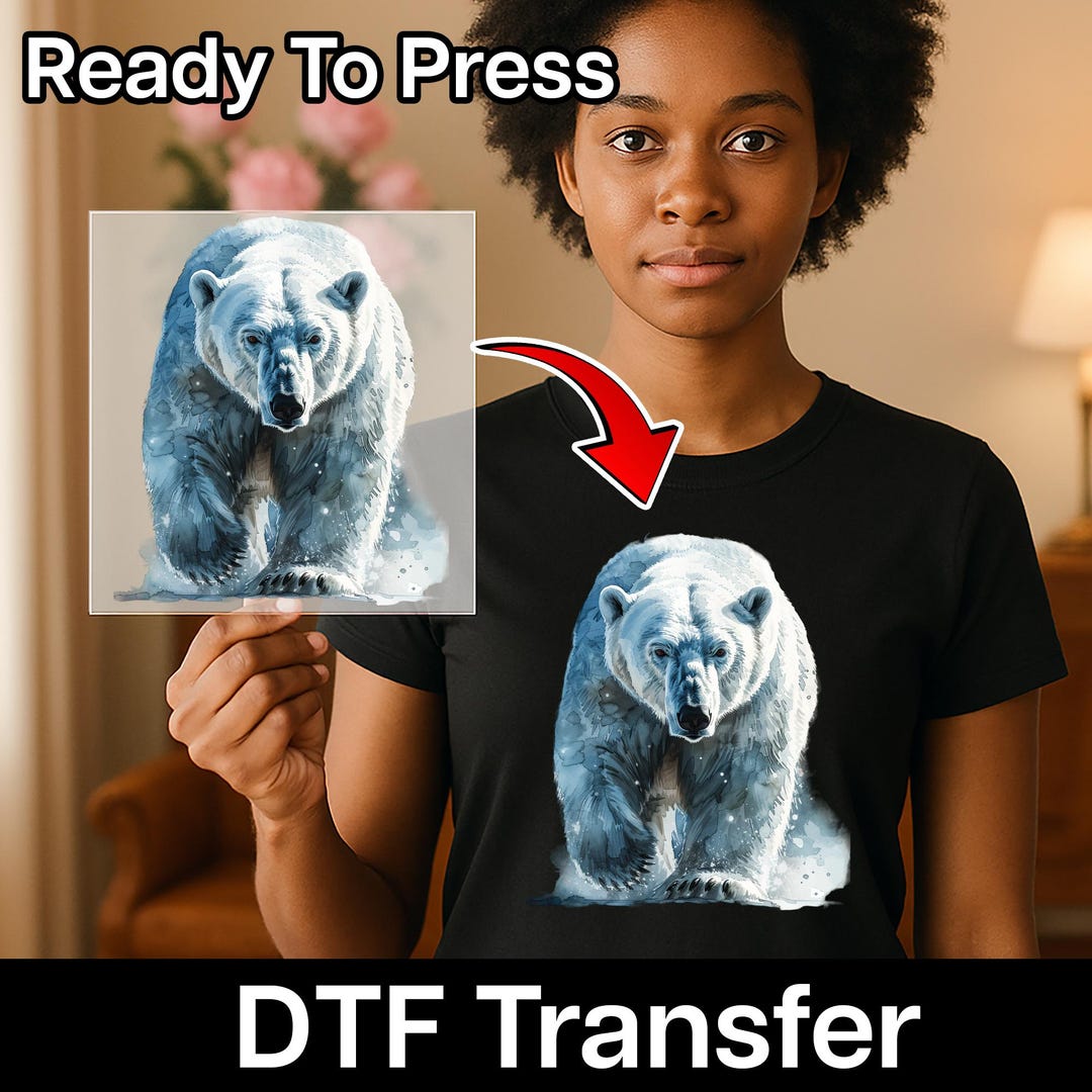 Cute Christmas Polar Bear DTF Transfer | Ready to Press Iron-on ...