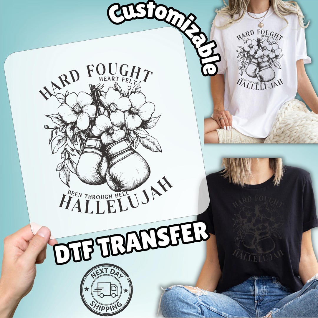 Inspirational Boxing & Floral DTF Iron-on Transfer | Motivational ...